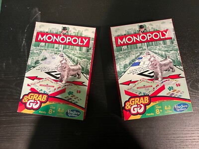 2 PACKS Monopoly Grab and Go Travel Edition COMPLETE Board Game Hasbro ...