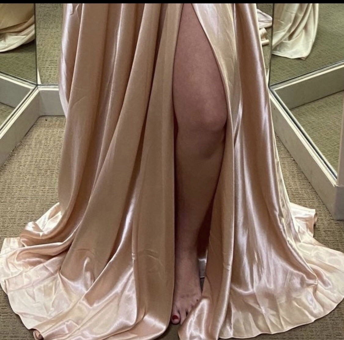 Champagne/Rose Gold colored Formal Dress with beautif… - Gem