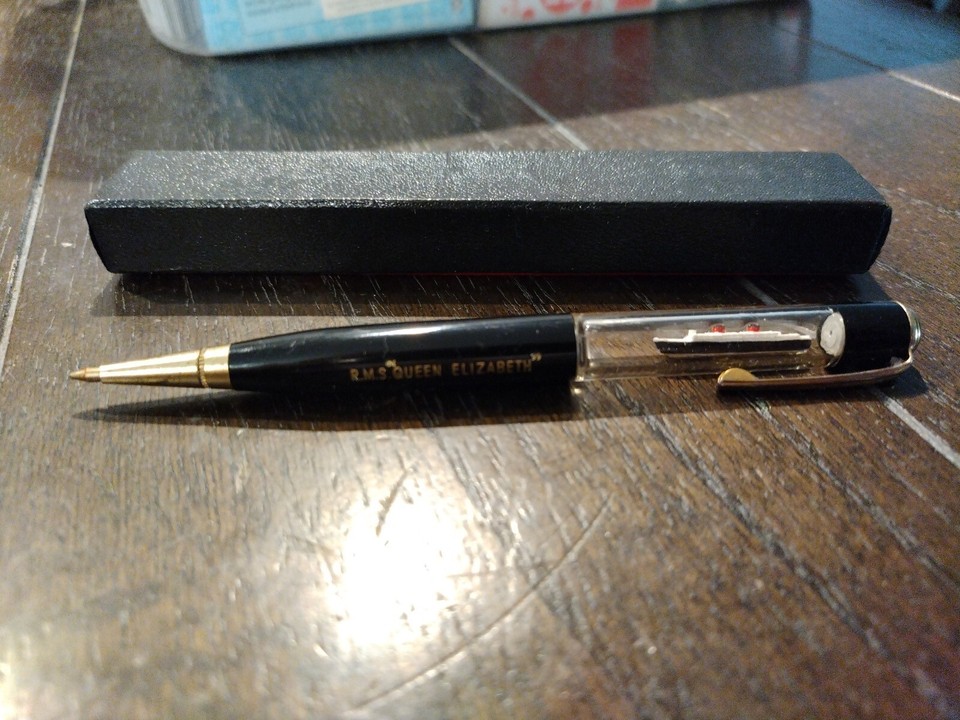 VTG 1950’s RMS Queen Elizabeth Floating Ship Ballpoint Pen With Box C ...