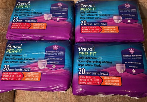 Prevail Per-Fit MEDIUM Unisex Adult Underwear (4) Packs of 20 (80 total ...