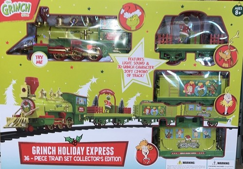 Dr Seuss Grinch Holiday Express 36 Pc Train Set 20 FT 65 Anniversary ...