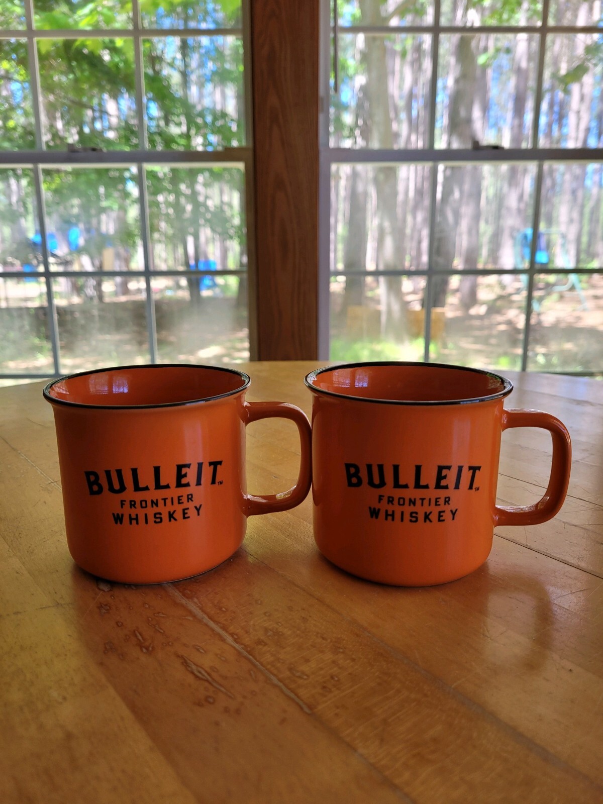 Bulleit Bourbon Frontier Whiskey Ceramic Mug Cup Orange 3" Size Lot of ...