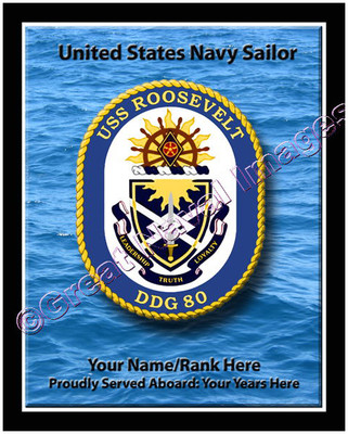 USS Roosevelt DDG 80 Personalized Ship Crest Print on Canvas 2D Effect ...