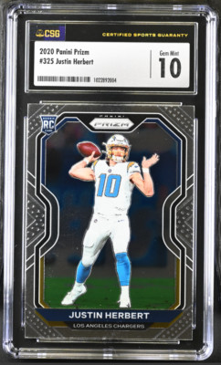 2020 Justin Herbert #325 Prizm CSG 10 Rookie RC Panini Select Optic ...