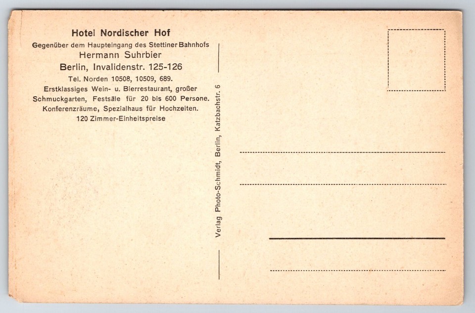 Vintage Postcard Hotel Nordischer Hof Berlin Germany Schmuckgarten | eBay