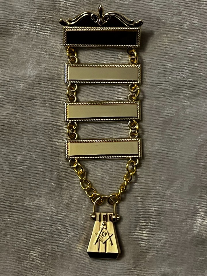 Masonic Lewis Jewels Generational 4 Bar Date Initiation Case Goldtone ...