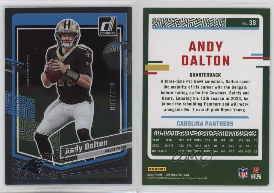 2023 Panini Donruss Press Proof Silver /100 Andy Dalton #38 0q3 | eBay