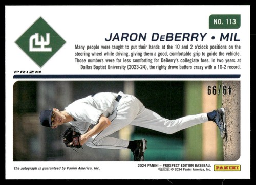 2024 Panini Prospect Edition JARON DEBERRY RED POWER PRIZM AUTO /99 ...