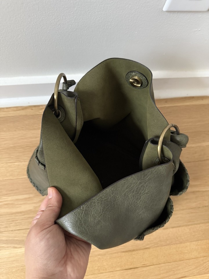 Malibu Skye Vegan Leather Green Boho Slouchy Shoulder Bag Medium Boho ...