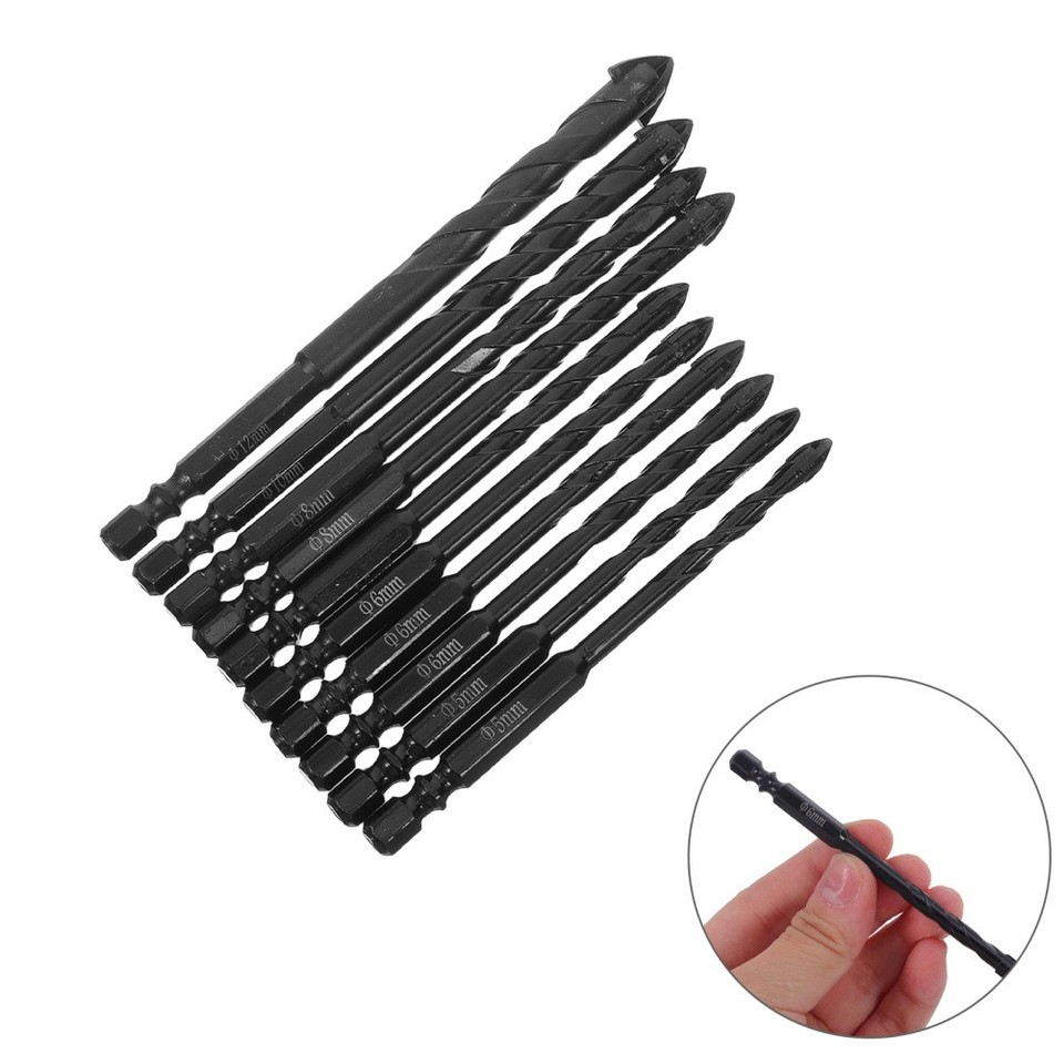 10pcs Masonry Drill Bits For Concrete Glass - 5/6/8/10/12mm Assortment ...