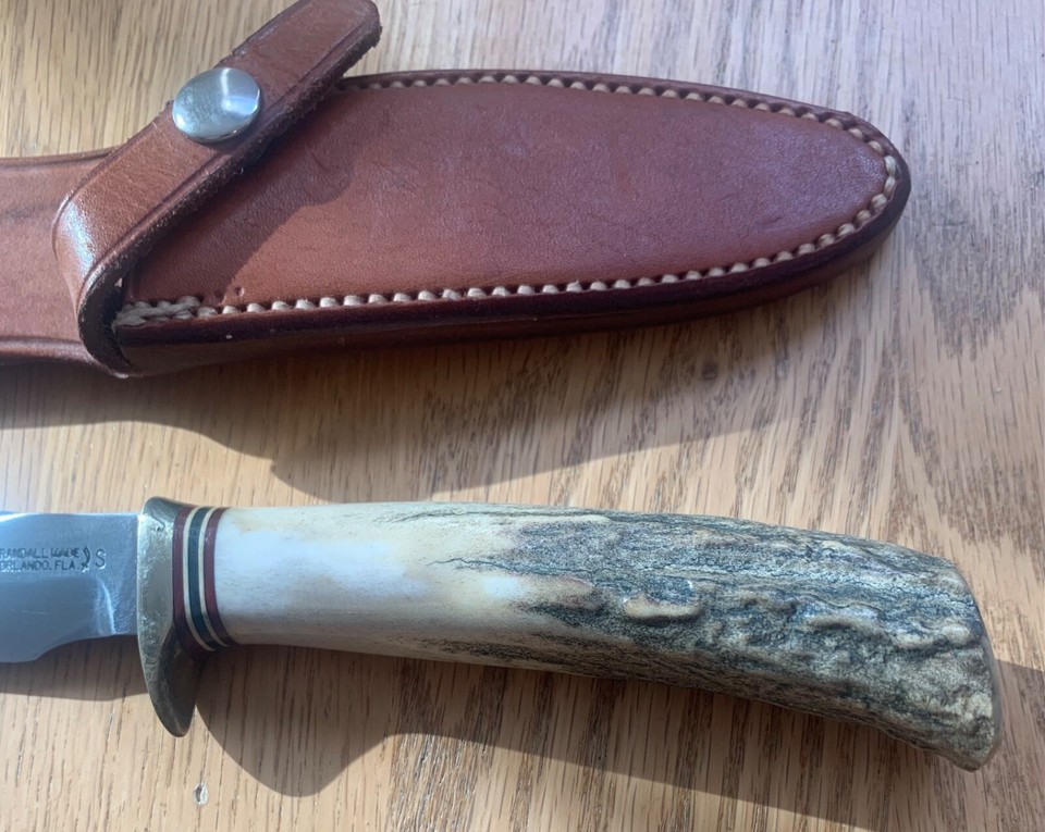 VINTAGE STAG RANDALL MODEL #8- 4" SS KNIFE W/ ROUGHBACK SHEATH LIGHTLY ...