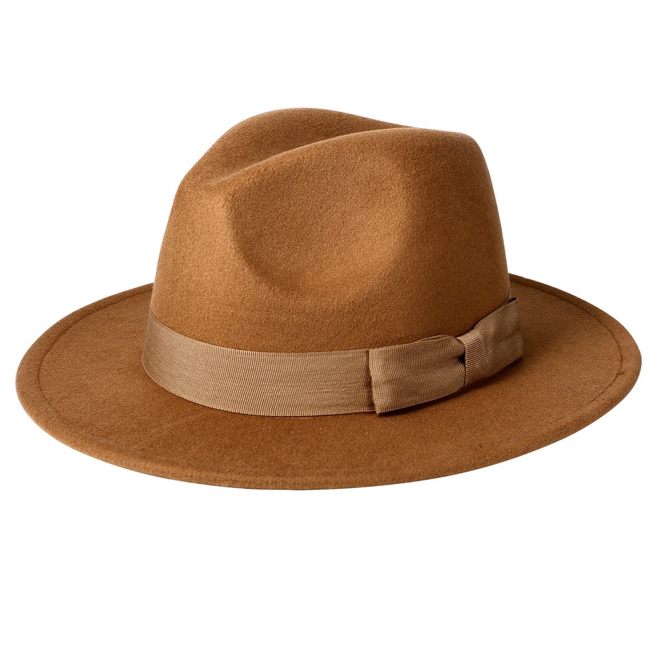 Men Women Wide Brim Wool Felt Fedora Panama Cowboy Girl Hat Casual Jazz ...