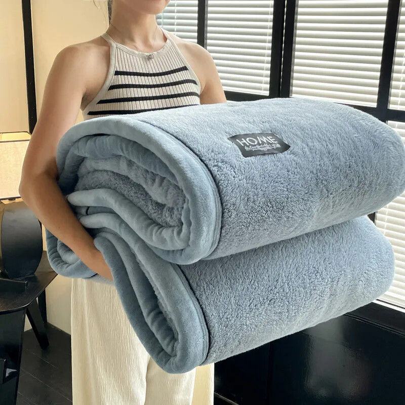 Plush Warm Winter Blanket Coral Fleece Flannel Soft Thick Bed Blankets ...