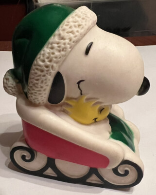 Vintage Snoopy & Woodstock Riding In Sleigh Squeaky Toy 1971 Peanuts | eBay