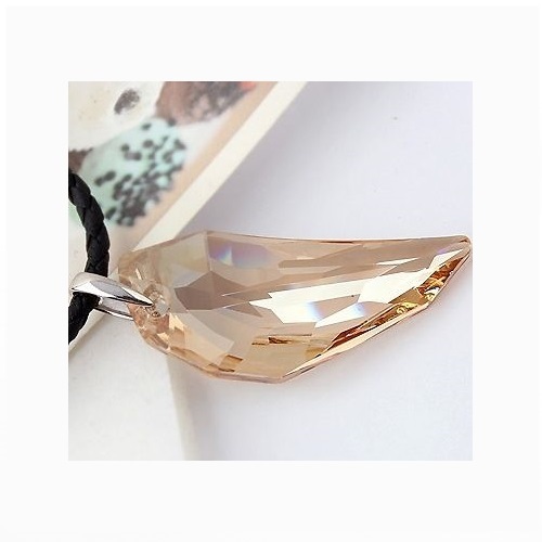 Leather Chain Made With Swarovski Crystal Wolf Fang Charming Long ...