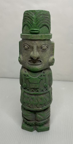 Painted AZTEC MYAN Statue Totem Sculpture Resin 9.25” Spanish Conquest ...