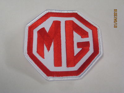 MG RED WITH WHITE BACKING SEW ON EMBROIDED MG OCTAGON BADGE *** .Bive ...