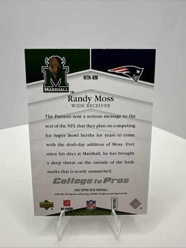 RANDY MOSS Marshall NCAA COLLEGE PROS Insert Football Card VIKINGS ...