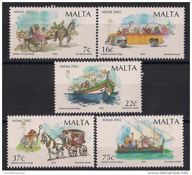 Malta 2002 Christmas Nativity Horse Carriage Donkey Bus Boat Camel ...