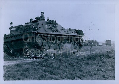 1974 West German Tank Flattens VW Car Training in Wales Press Photo | eBay