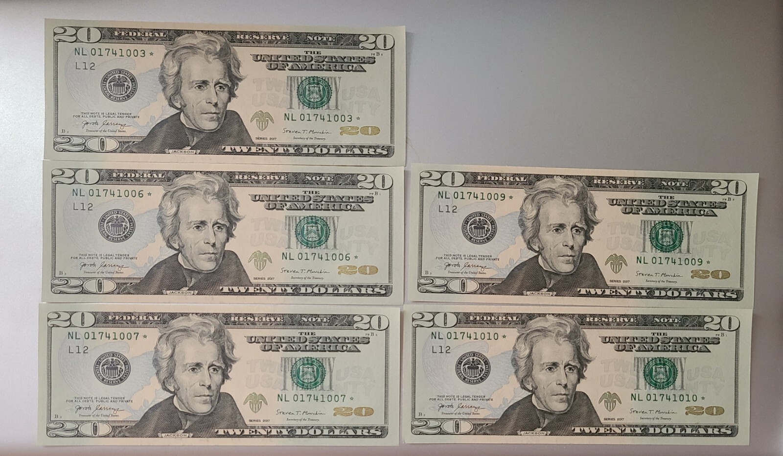 5 $20 Star Notes Nearly All Consecutive *Mint* | eBay