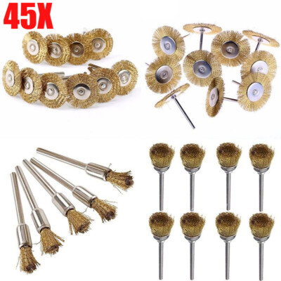 45x Messing Drahtbürste für Dremel Schleifer Zubehör 5/15/25 mm Golden ...