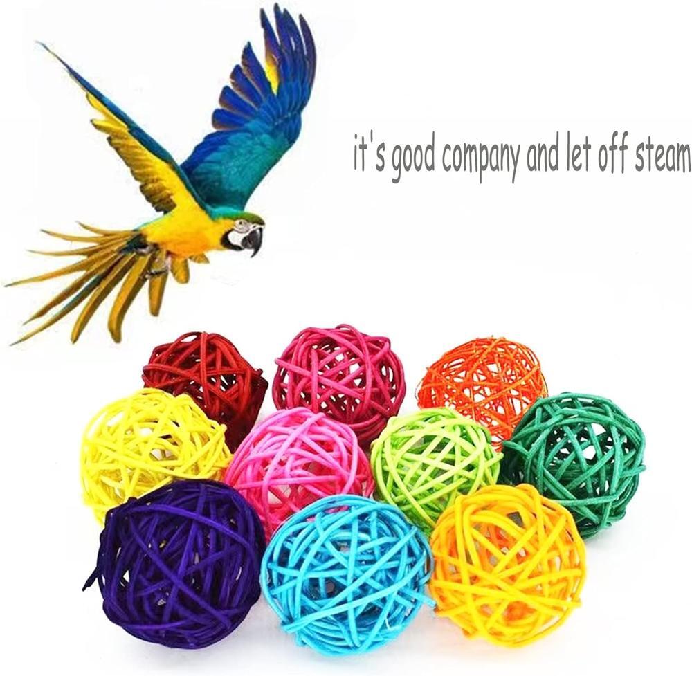 42 Pieces Rattan Ball Bird Toys, Bird Parrot Chewing Toys, Pet Biting ...