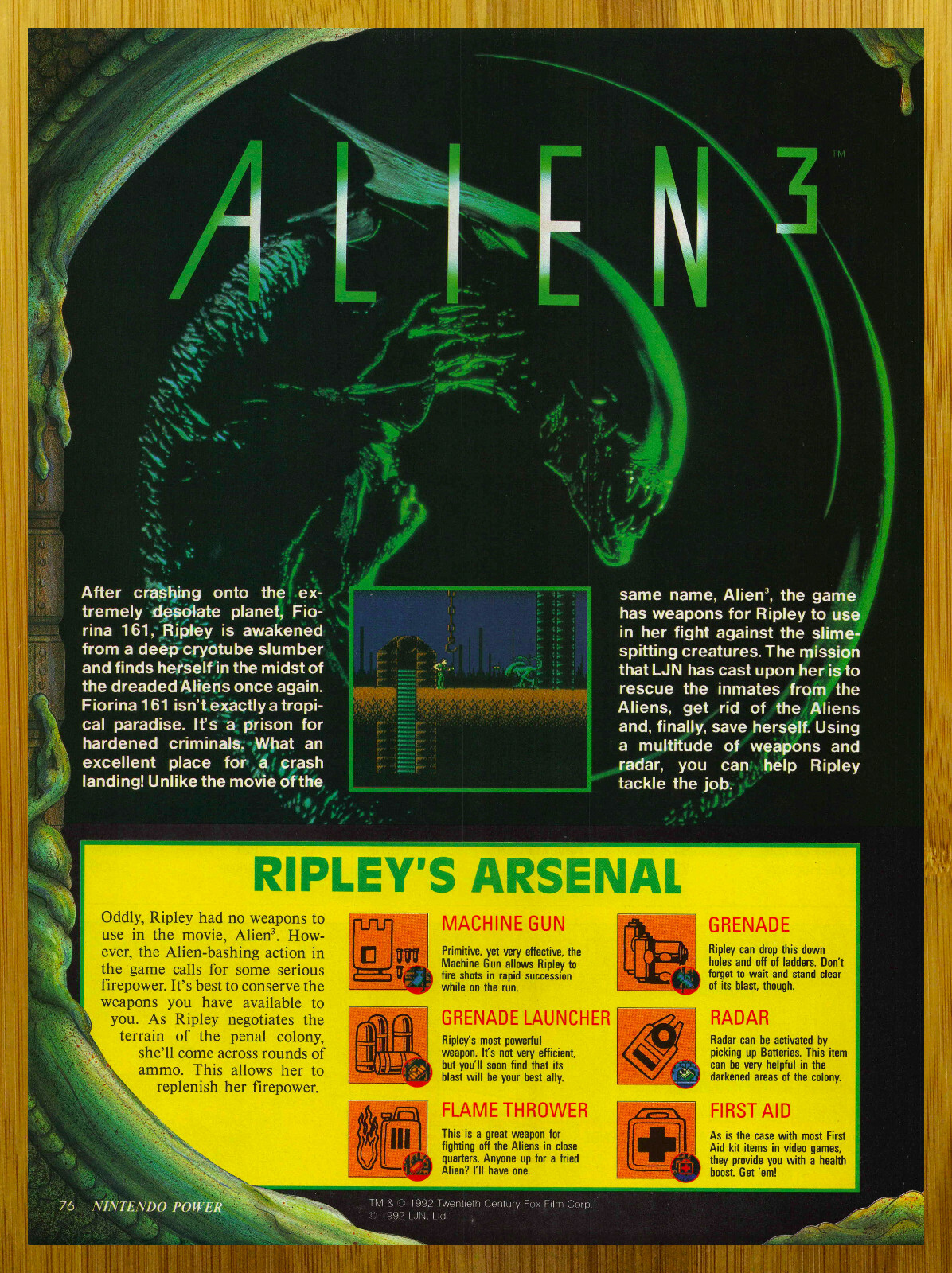 1992 Alien 3 NES Print Ad/Poster Authentic Original Video Game Promo ...