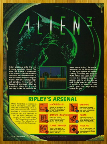 1992 Alien 3 NES Print Ad/Poster Authentic Original Video Game Promo ...