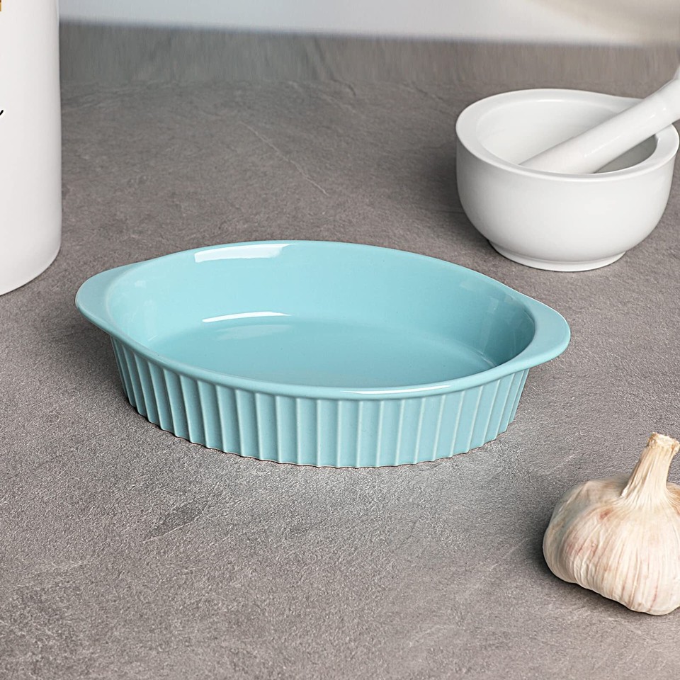 4PCS Small Turquoise Oval Au Gratin Pans Baking Dishes with Handles for ...