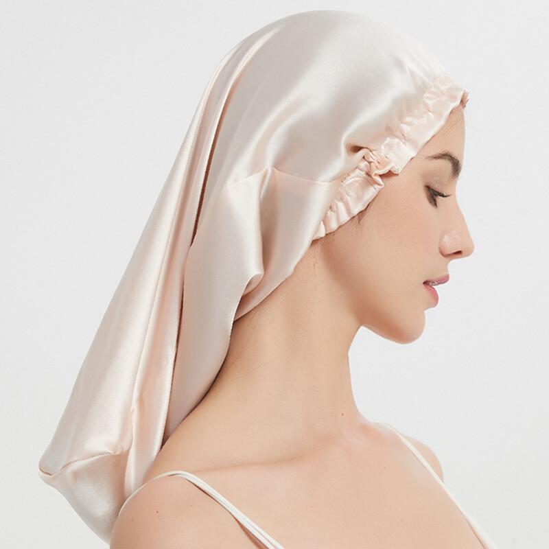 Mulberry Silk Sleep Hair Hat Care Satin Sleeping Long Braid Bonnet ...