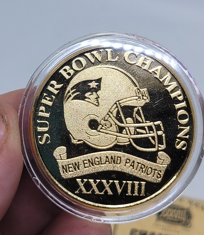 Super Bowl 38 Champions New England Patriots HM Gold Plated Coin | eBay