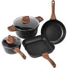 ESLITE LIFE Nonstick Cookware Sets 6 Pcs Granite Coating Pots and Pans ...