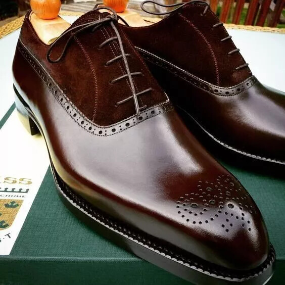 Bespoke Mens Handmade Premium Quality Leather, Suede Brogue Lace Up ...
