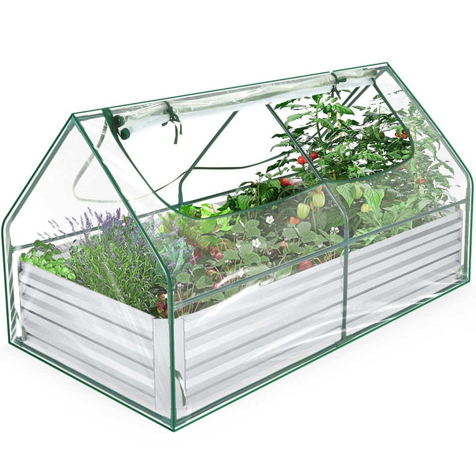 6x3x1ft Galvanized Raised Garden Bed kit Greenhouses Planter Box ...