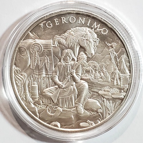 Apache Native American 1 Tr Oz .999 Silver Legendary Warriors GERONIMO ...