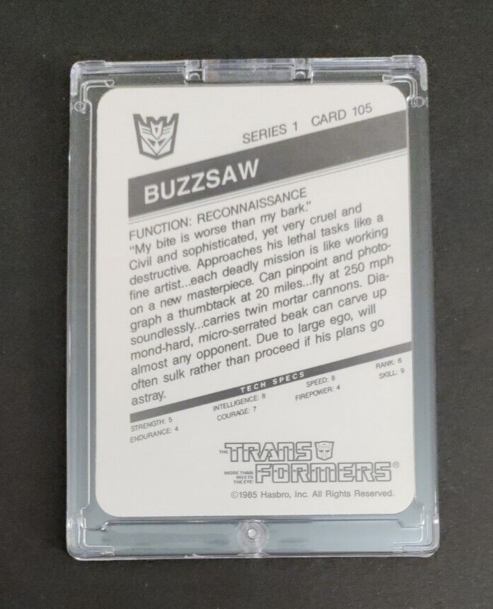 Buzzsaw Transformers Action Cards #105 Milton Bradley-Hasbro 1985 | eBay