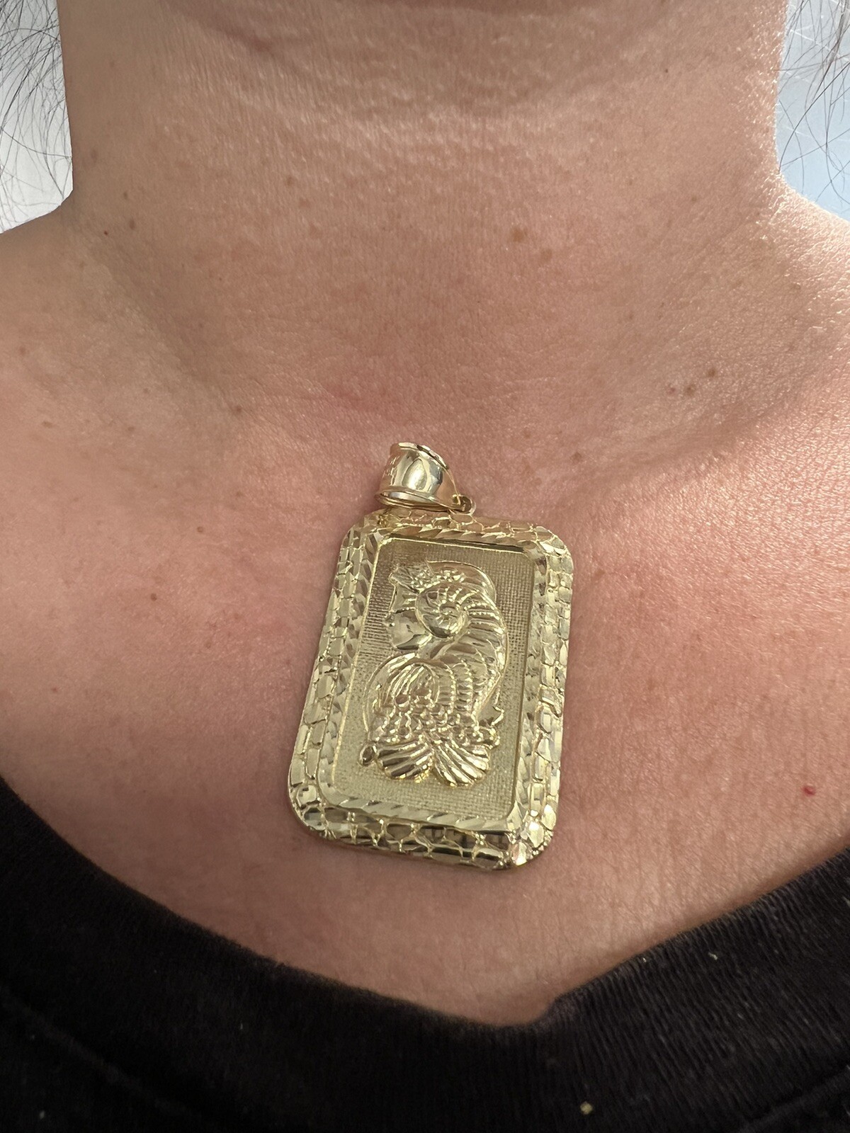 GOLd Lady Fortuna nugget good luck 10k pendant charm necklace solid ...
