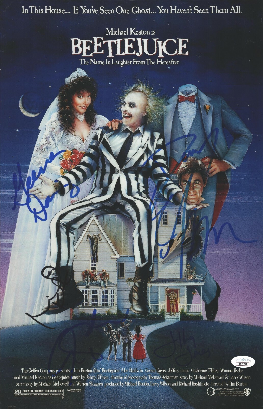 Michael Keaton +4 Hand Signed 11x17 Beetlejuice Authentic Autograph JSA ...