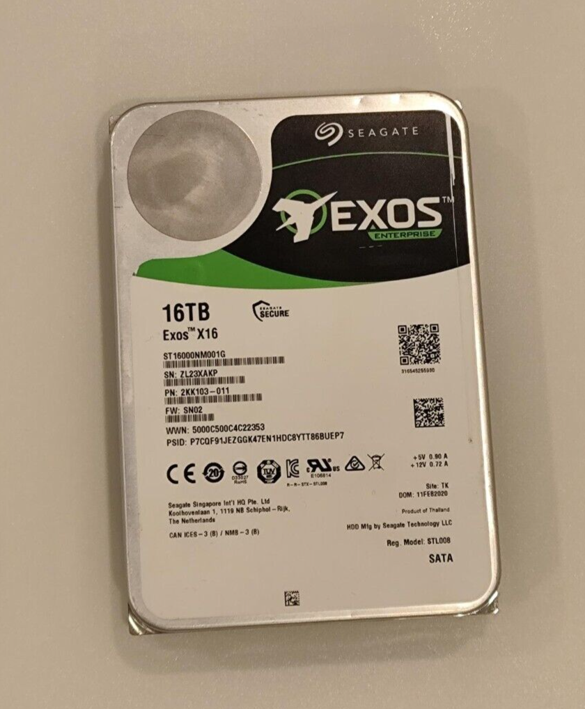 16TB Seagate Exos X16 3.5-inch SATA HDD 6Gb/s 7200RPM 256MB cache ...