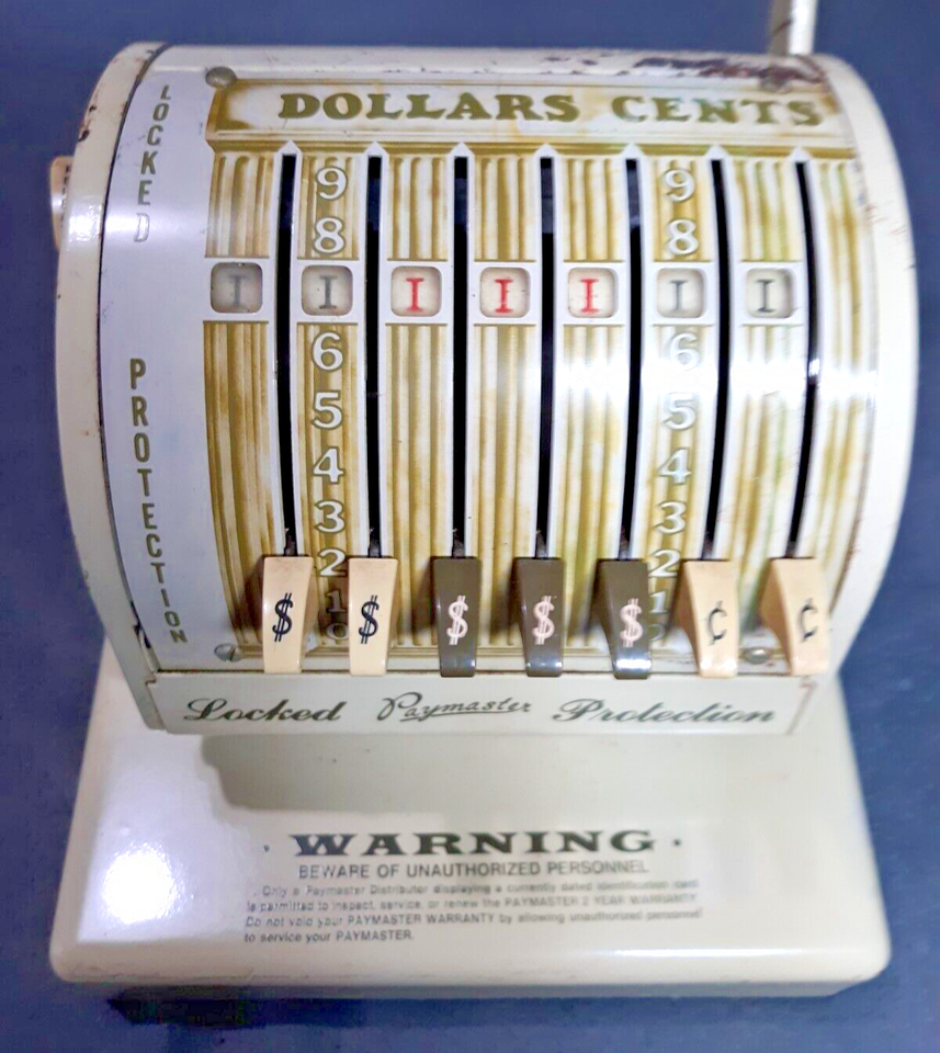 Vintage Paymaster Check Writer With Key Series X-550 | eBay