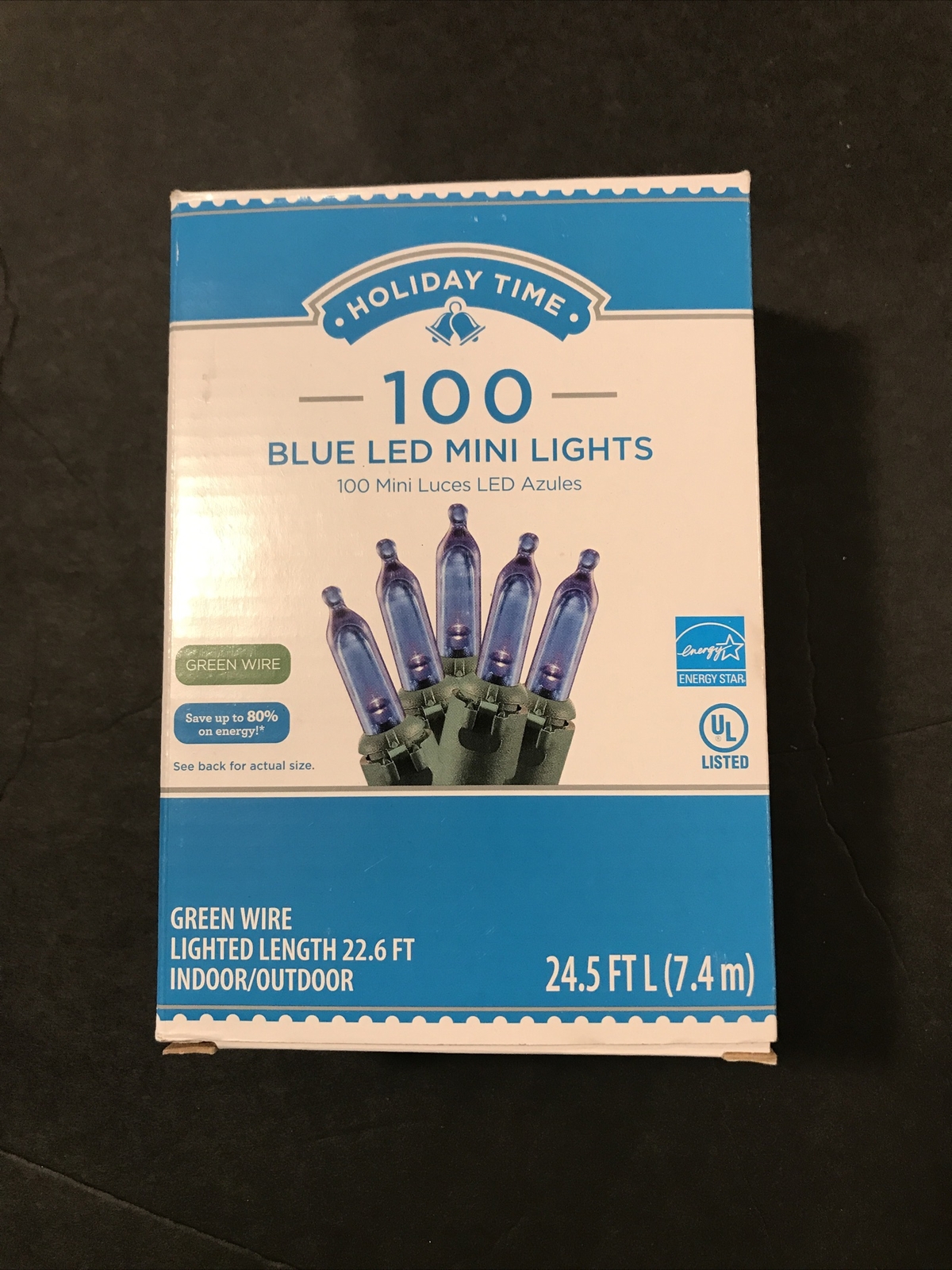 Holiday time Any Time 100 counts Blue LED Mini Lights 24.5FTLong Indoor ...