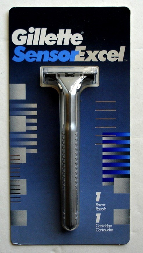 Gillette Sensor Excel Metal Handle Trial Razor with 1 Cartridge, VTG ...