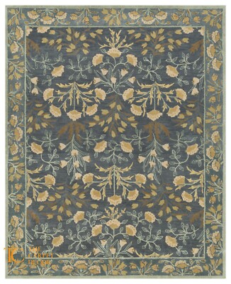 Pottery Barn Adeline Blue Handmade Tufted Woolen Area Rug 8x10 | eBay