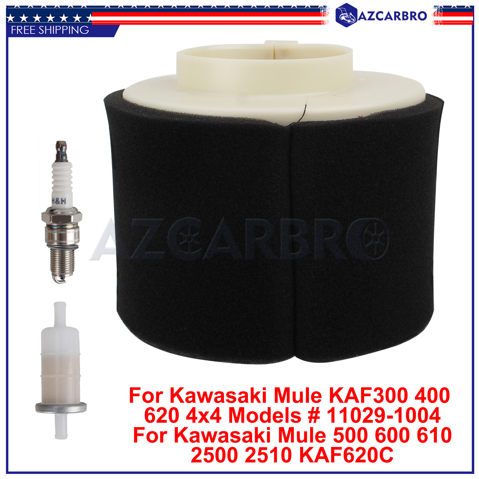11029-1004 Air Filter Kit For Kawasaki Mule 500 520 550 600 610 2500 ...