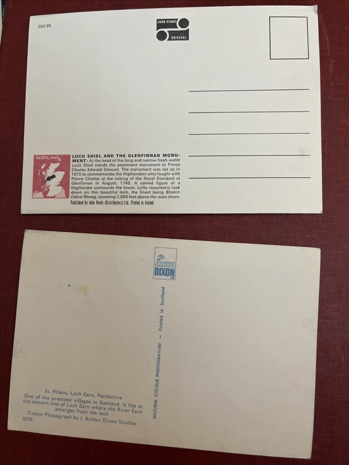 Loch Shiel and Loch Earn Scotland Vintage Tourist Photo Postcards Blank ...