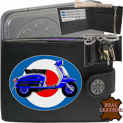 Scooter Wallet Moped Mods Vespa Ska Lambretta REAL LEATHER Men's Gift ...