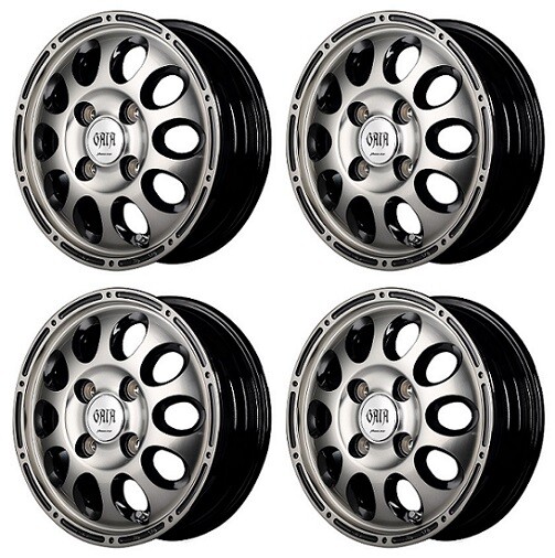 4x GAIA X 12x4.0 +42 4x100 BKBK Black Light Track Rims Kei Tora Wheels ...