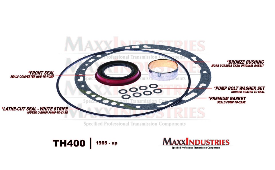 Turbo 400 TH400 425 Transmission Front Pump Seal Kit with Bushing for ...