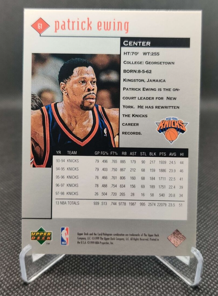 1998-99 Upper Deck Black Diamond #61 Patrick Ewing New York Knicks ...